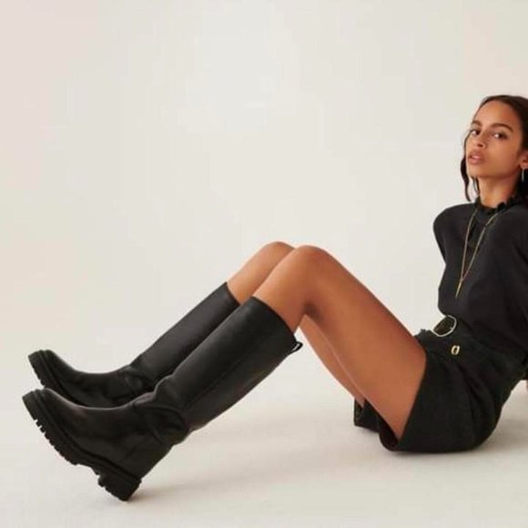 ba&sh | Shoes | Bash Bash Crainy Leather Lug Sole Knee High Boots ...